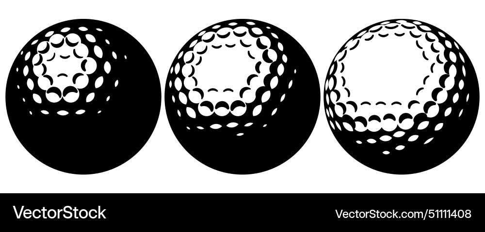 Set of golf ball templates monochrome Royalty Free Vector