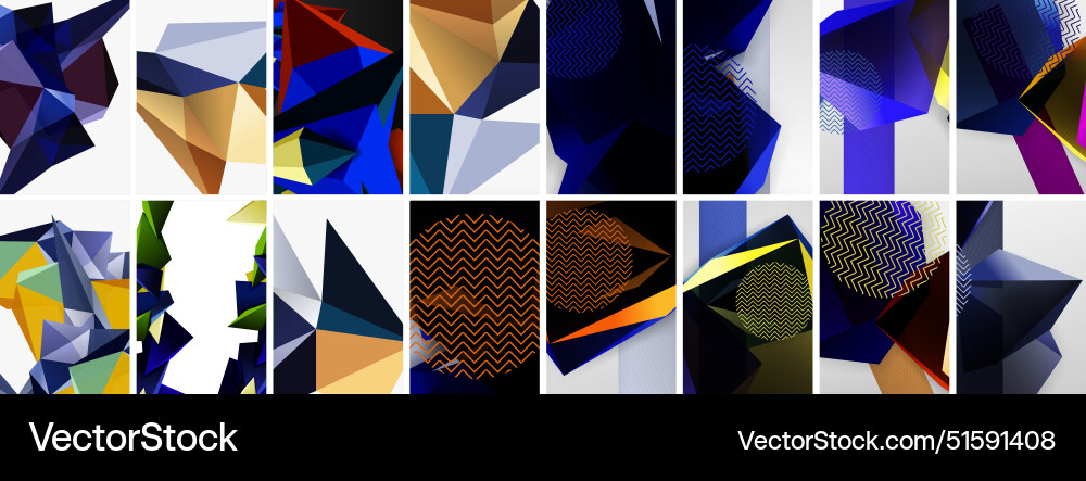 Set of low poly triangles poster geometric Vector Image