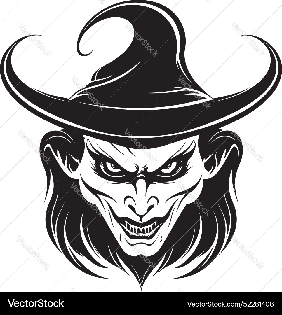 Shadowed siren gothic witch monster logo design Vector Image