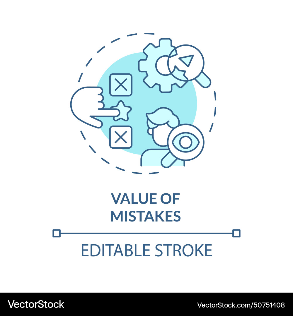 Value of mistakes soft blue concept icon Vector Image