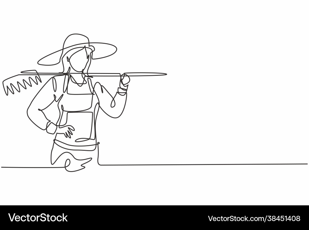 Young Female Farmer Line Art Royalty Free Vector Image