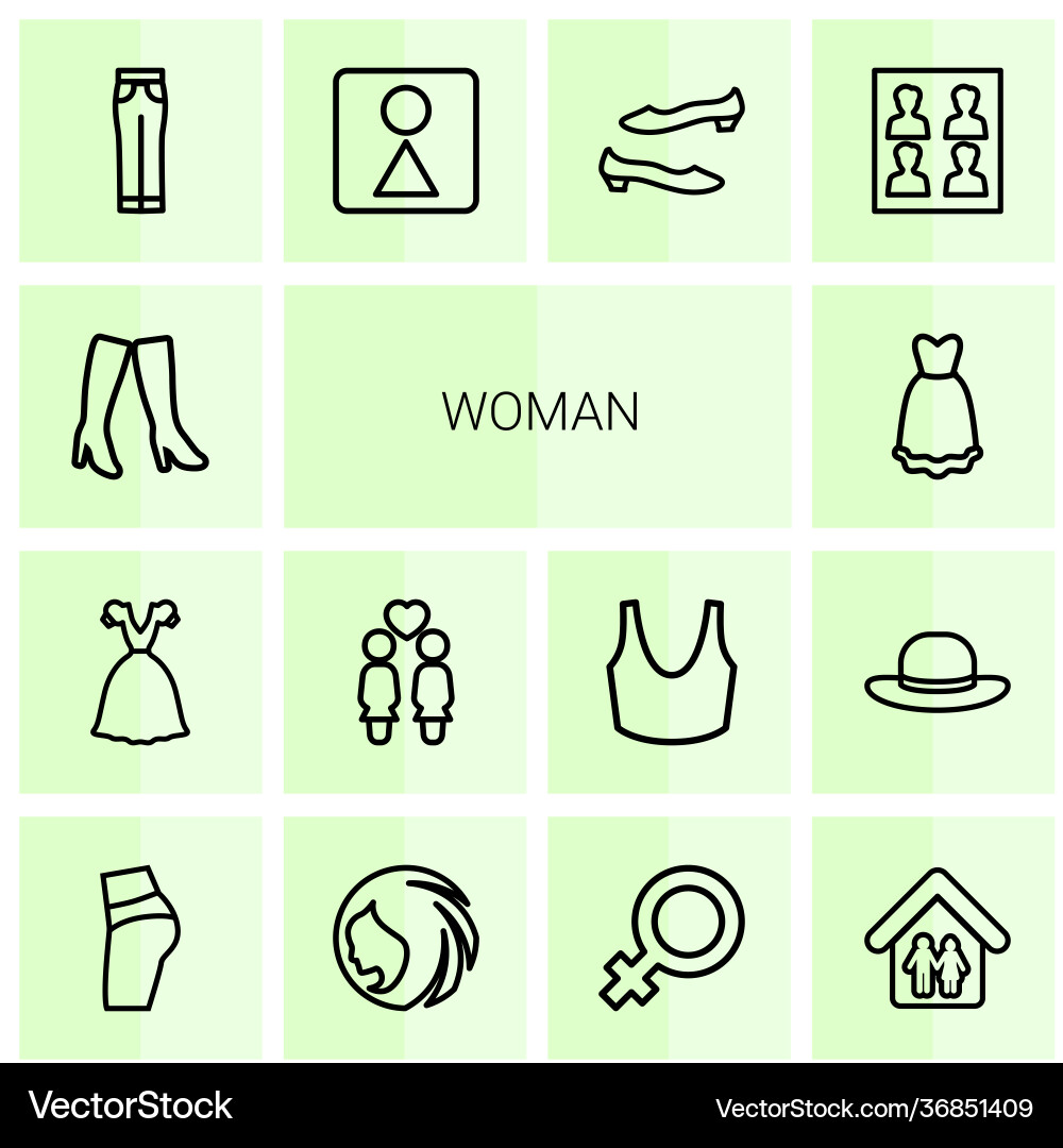 14 weibliche Icons Lizenzfreies Vektorbild - VectorStock