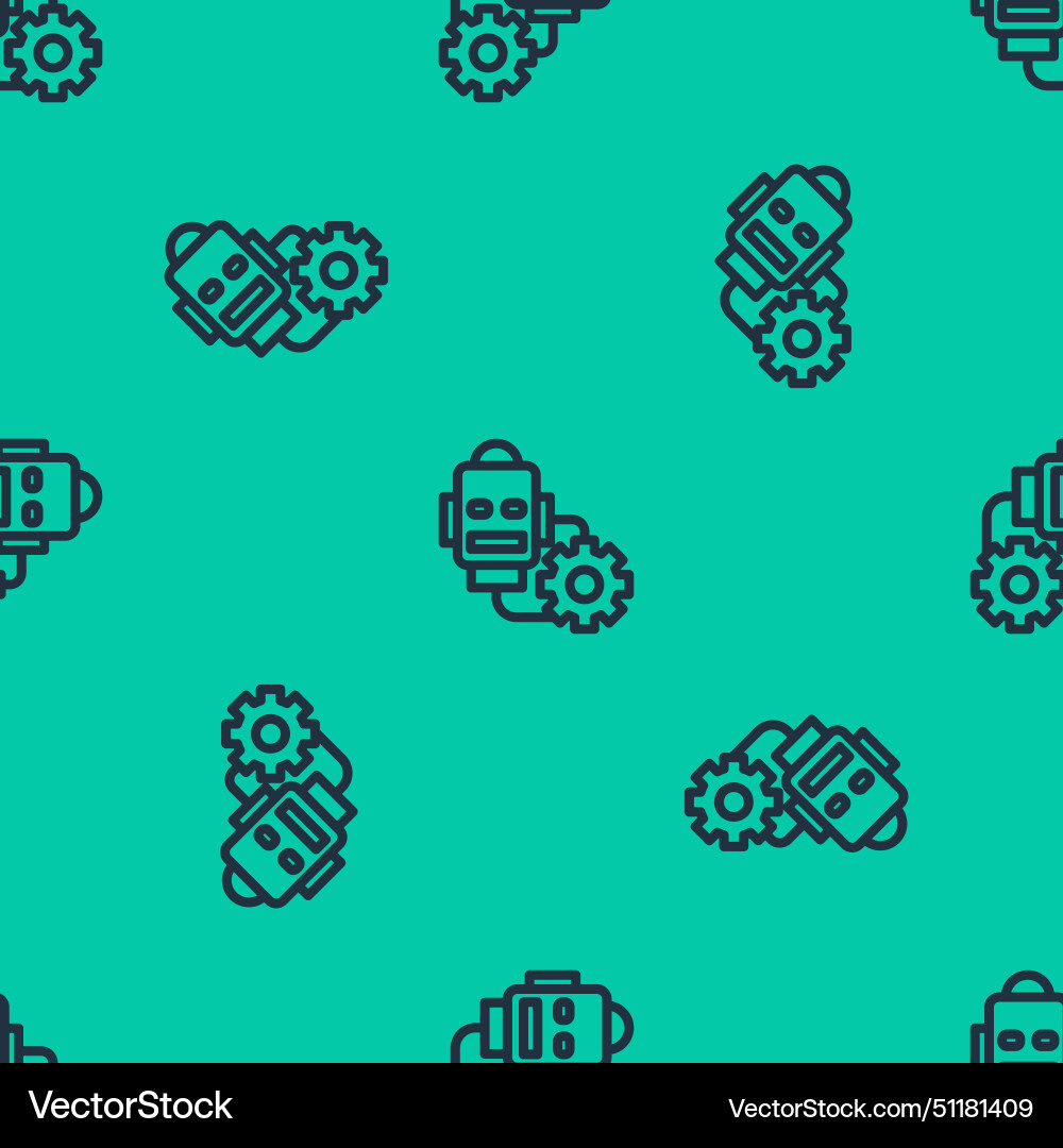 Blue line robot setting icon isolated seamless Vector Image Blue line robot setting icon isolated seamless Vector Image