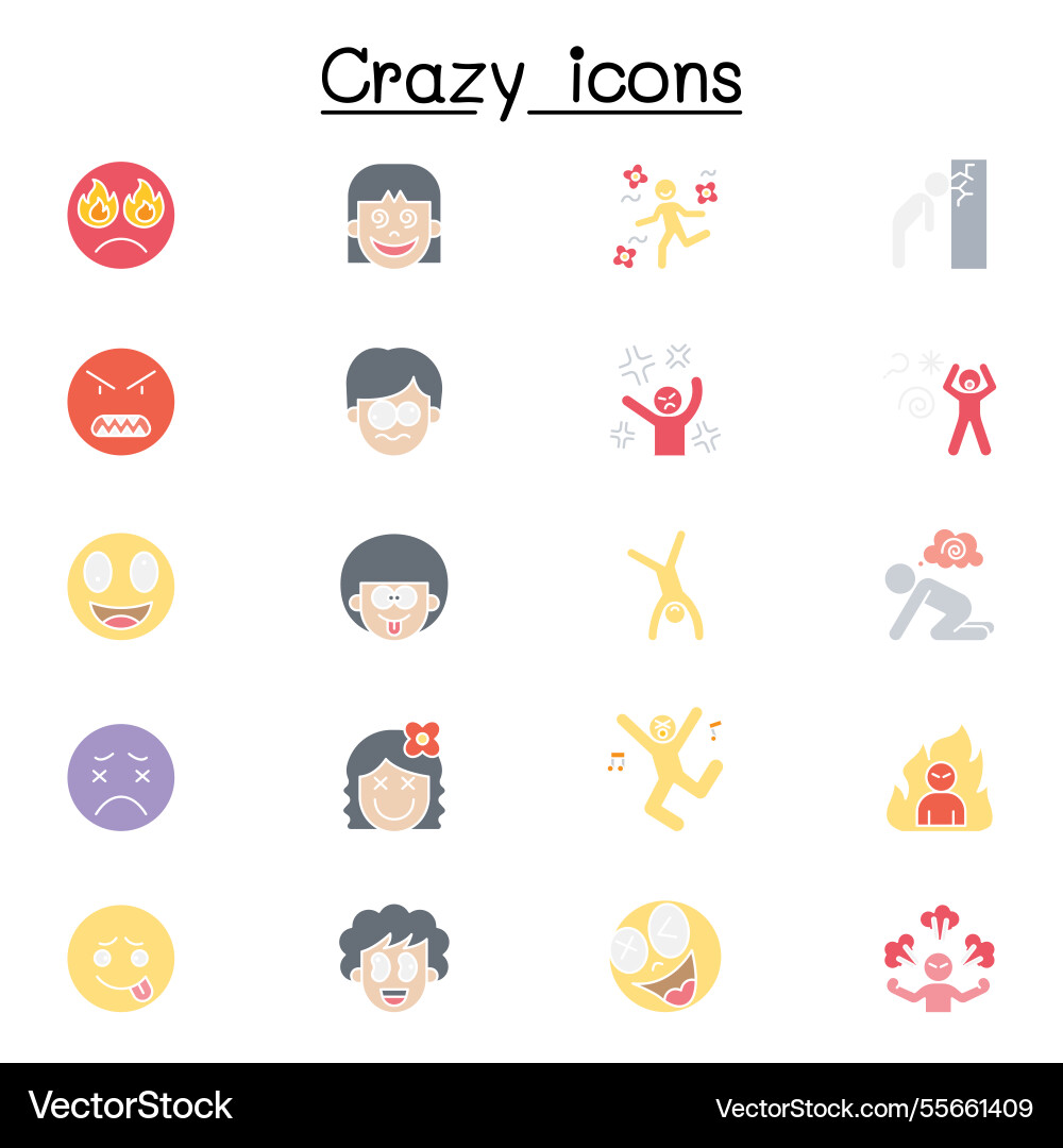 Crazy line icon in flat color style Royalty Free Vector
