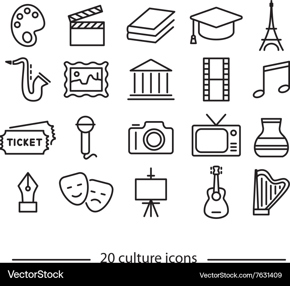 Culture line icons Royalty Free Vector Image - VectorStock