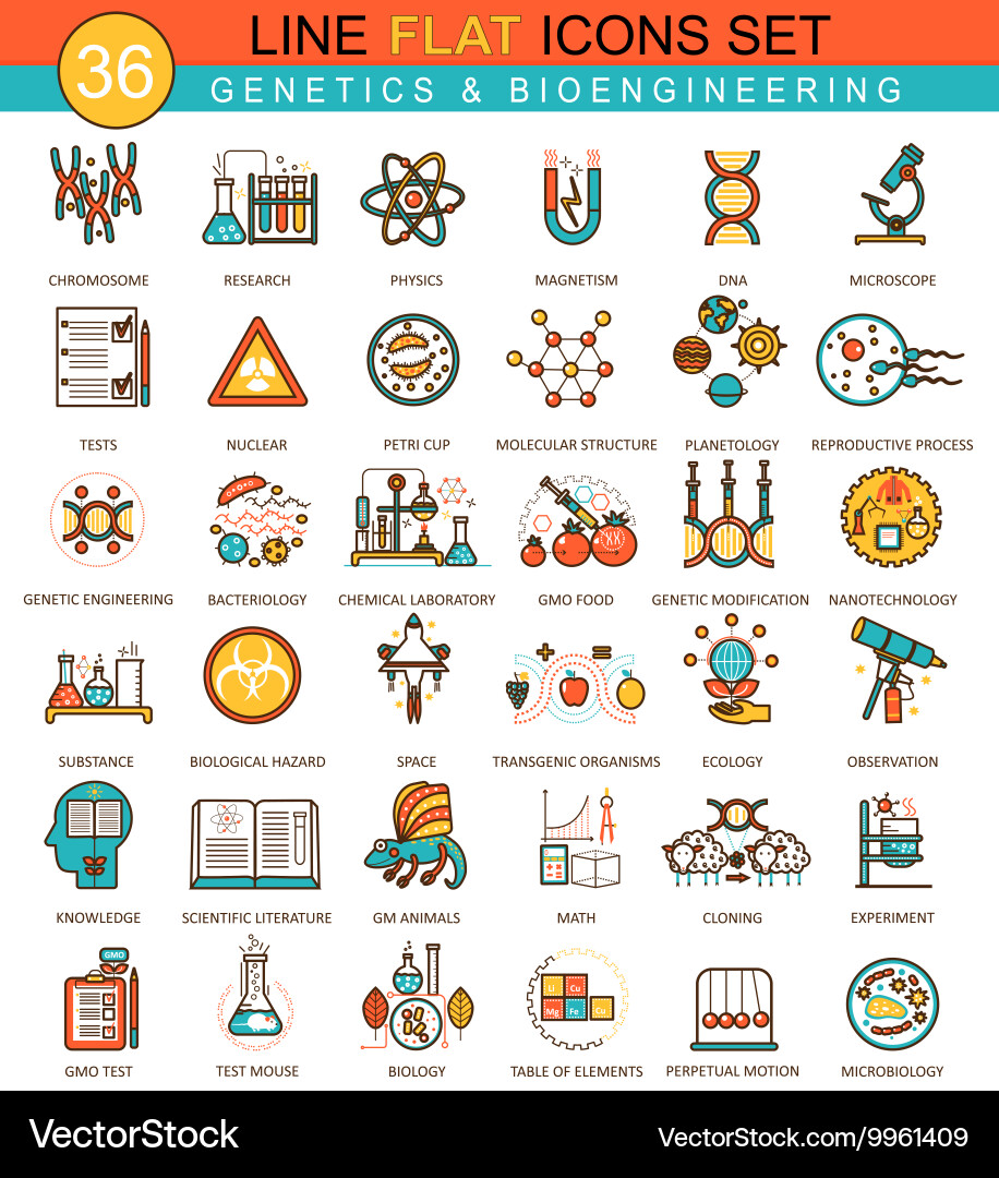 Genetics and biochemistry technology flat Vector Image