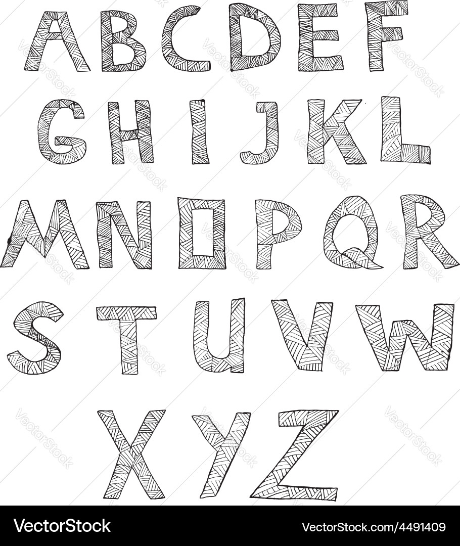 Hand drawn abc Royalty Free Vector Image - VectorStock