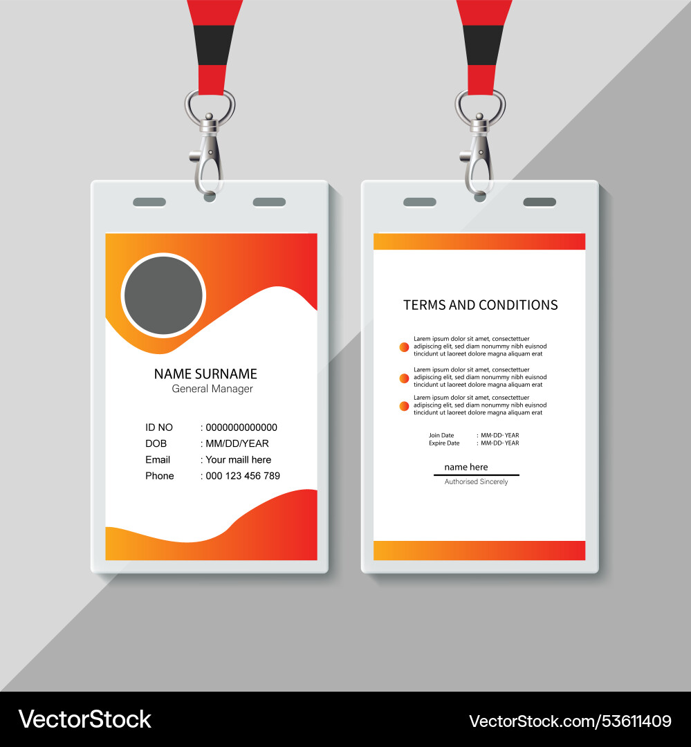 Id card corporate identity employee access badge Vector Image