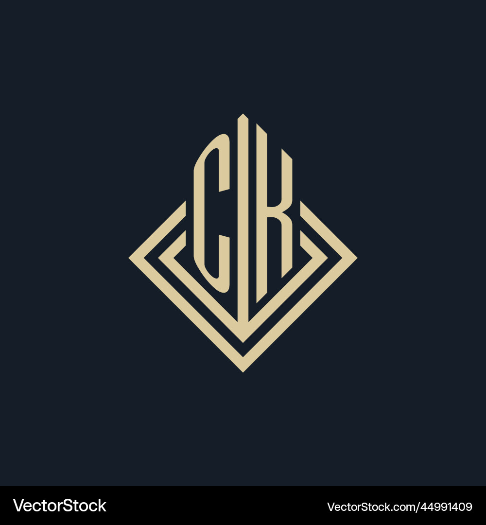 Initials ck logo rhombus lines shape style luxury Vector Image