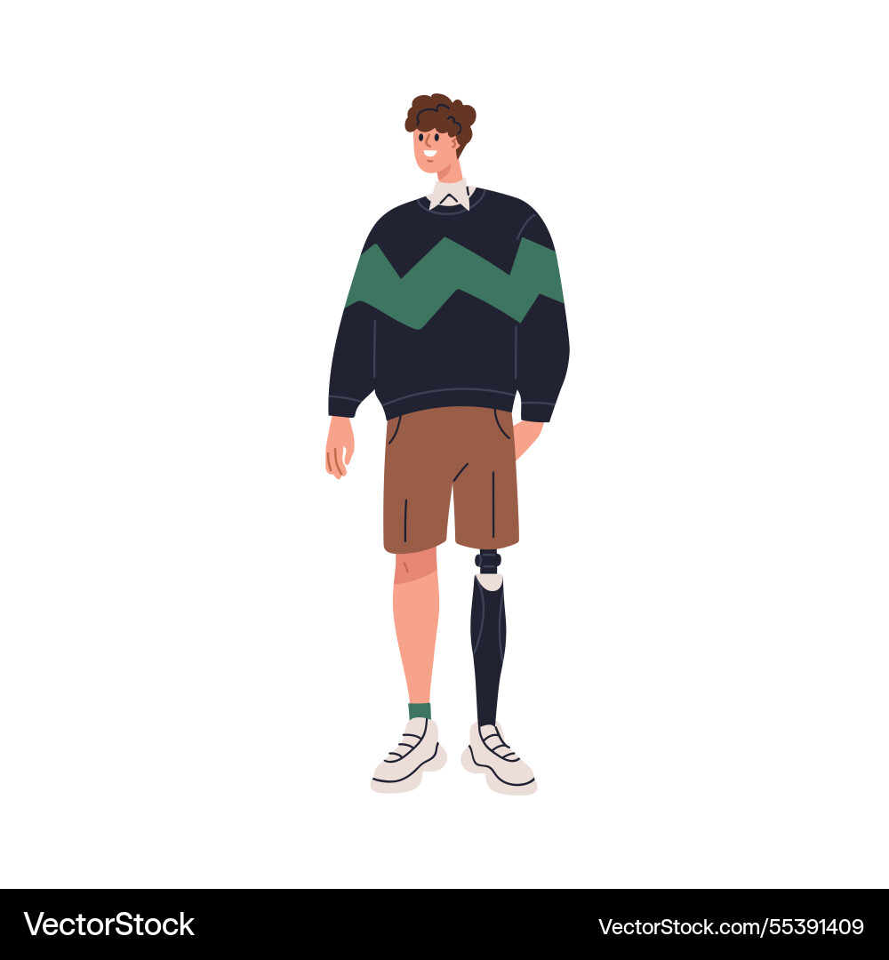Man with prosthetic leg bionic artificial limb Vector Image