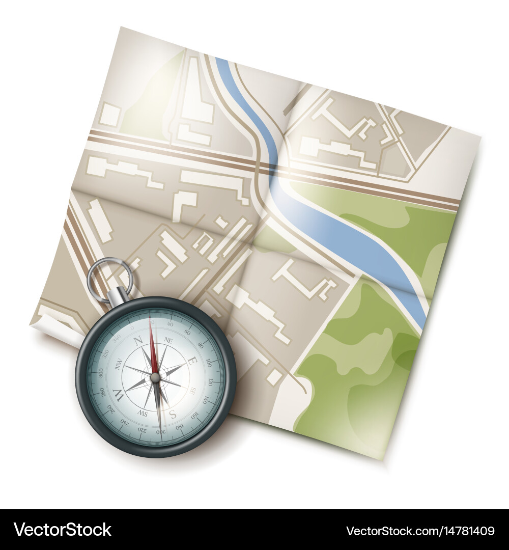 Map and compass Royalty Free Vector Image - VectorStock