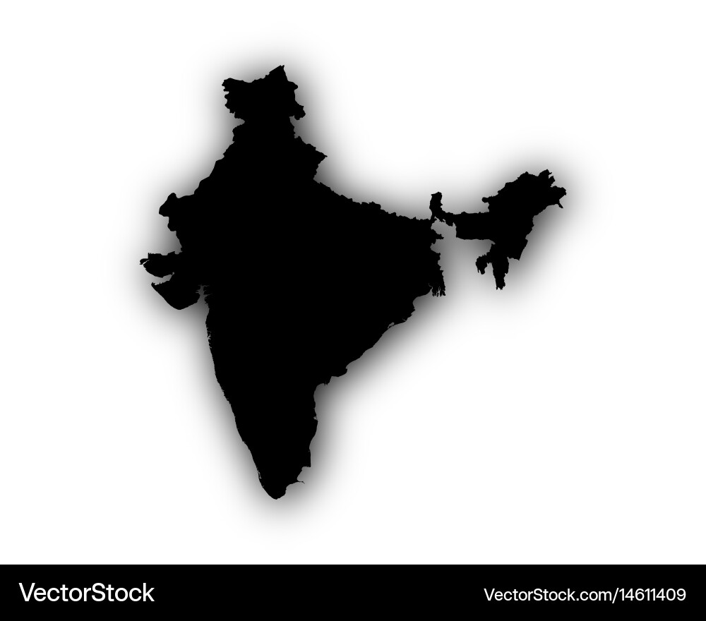 Map of india with shadow Royalty Free Vector Image