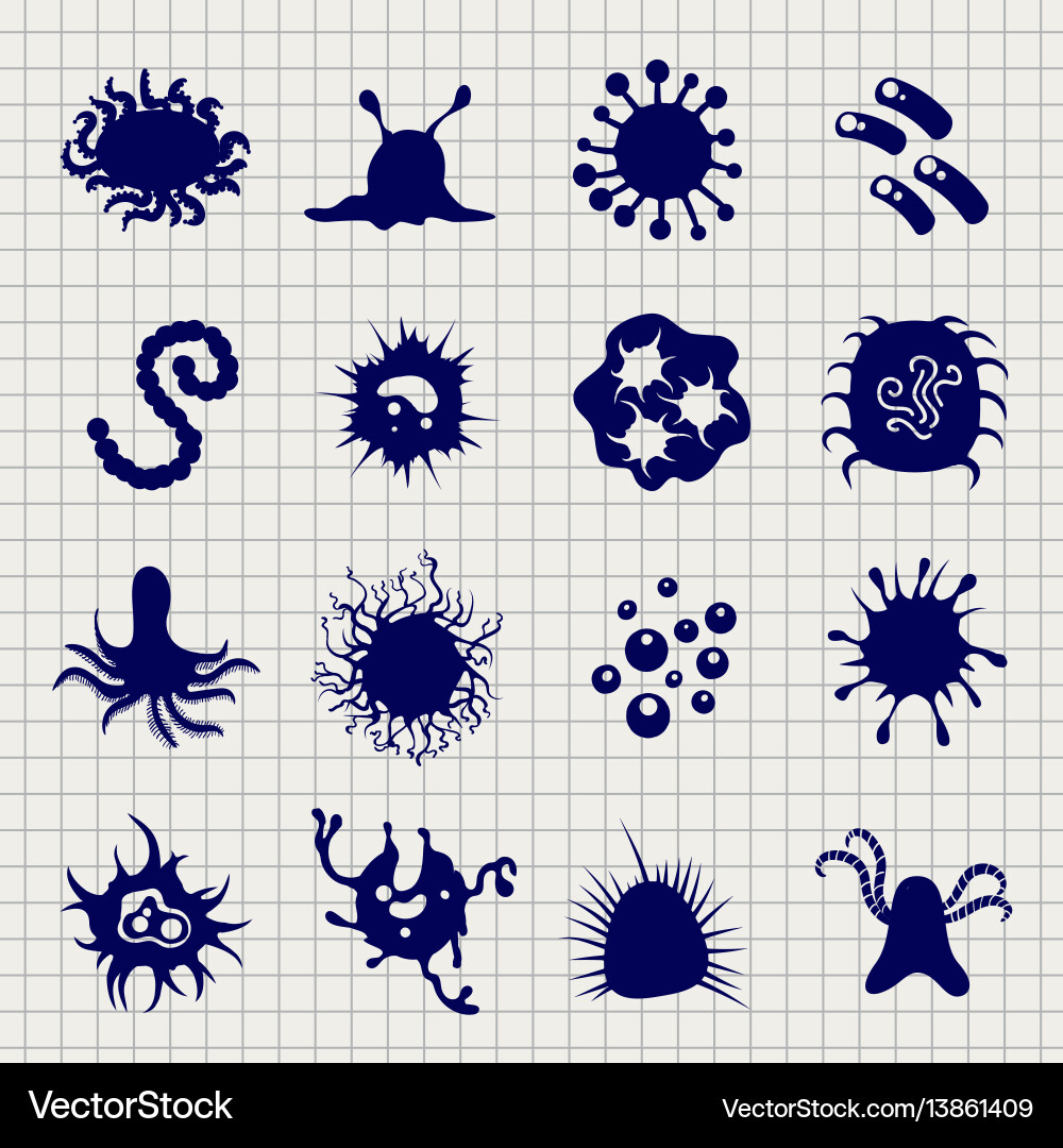 Microbe & Bacteria Icons - Medical Theme Vector Image