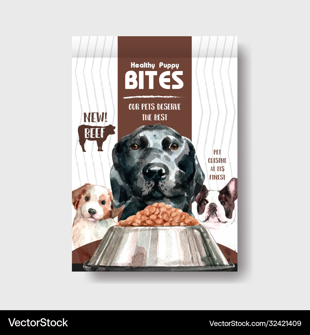 Packaging template with dogs and food design Vector Image