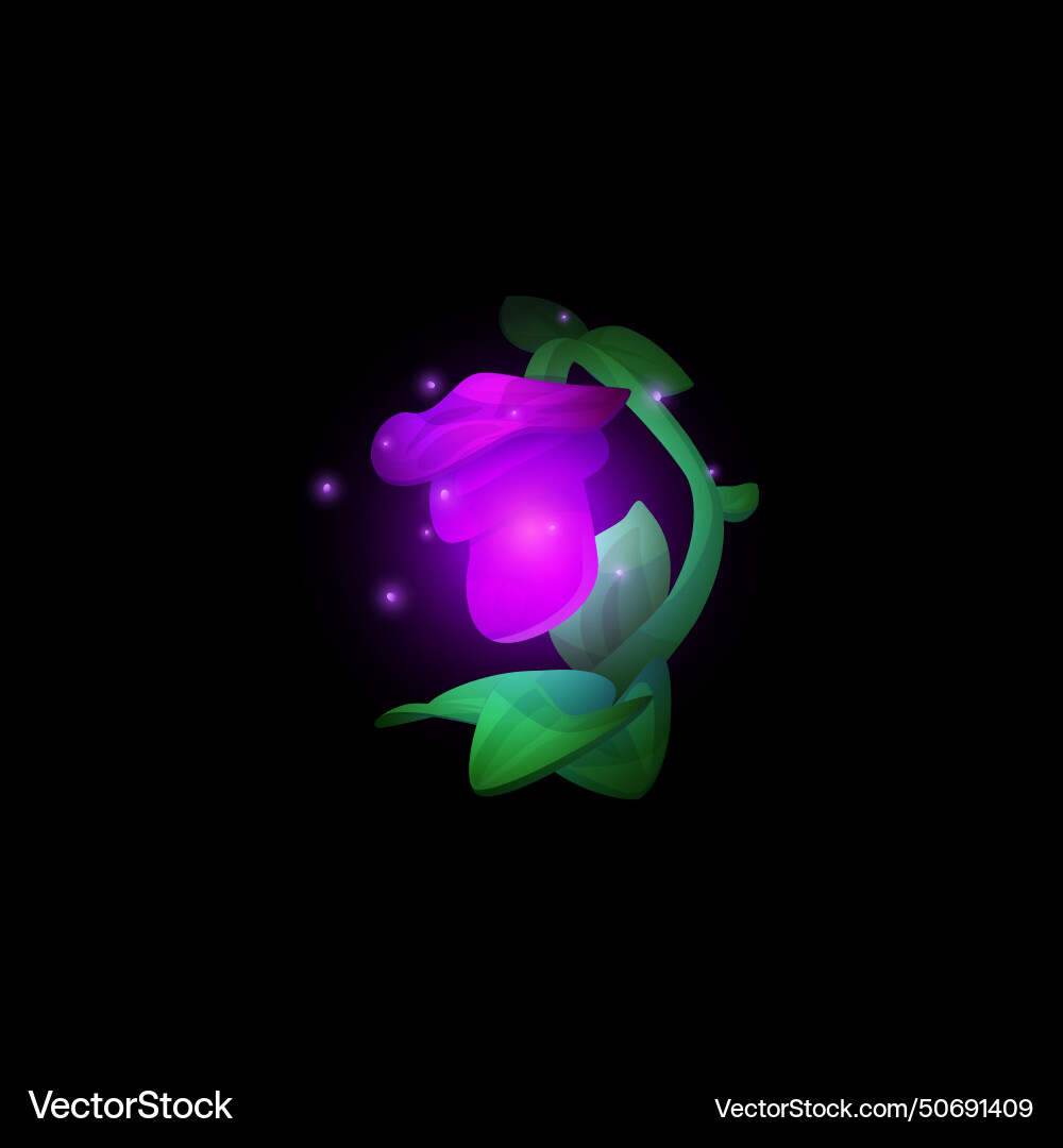 Purple glowing magic flower beautiful Royalty Free Vector