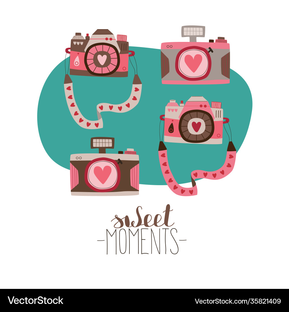 Valentine's Heart Camera Set Royalty Free Vector Image