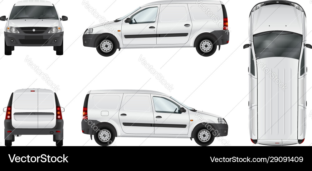 White Cargo Van Template Royalty Free Vector Image