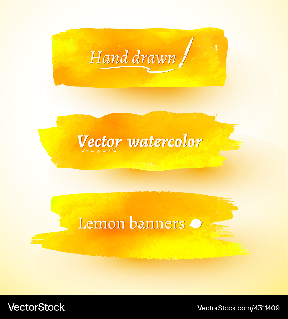 Yellow watercolor banners Royalty Free Vector Image