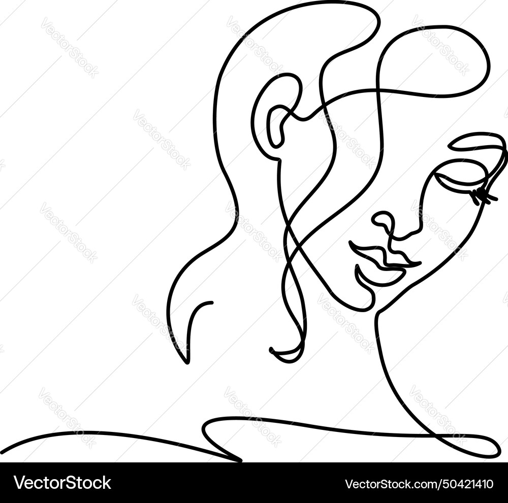 Abstract woman face hand drawn outline Royalty Free Vector