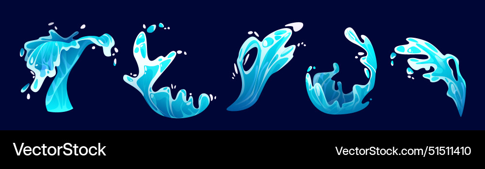 Cartoon water splash set Royalty Free Vector Image