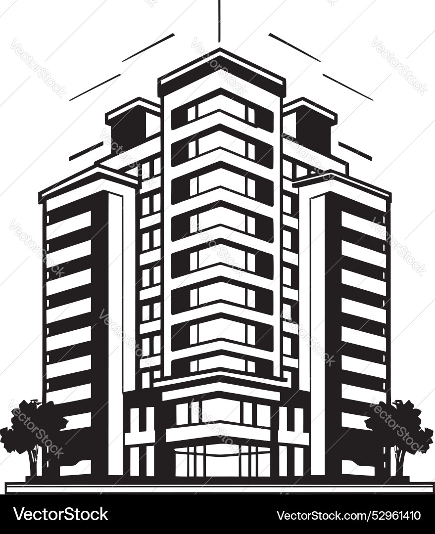 City vista elevation matrix multifloral building Vector Image