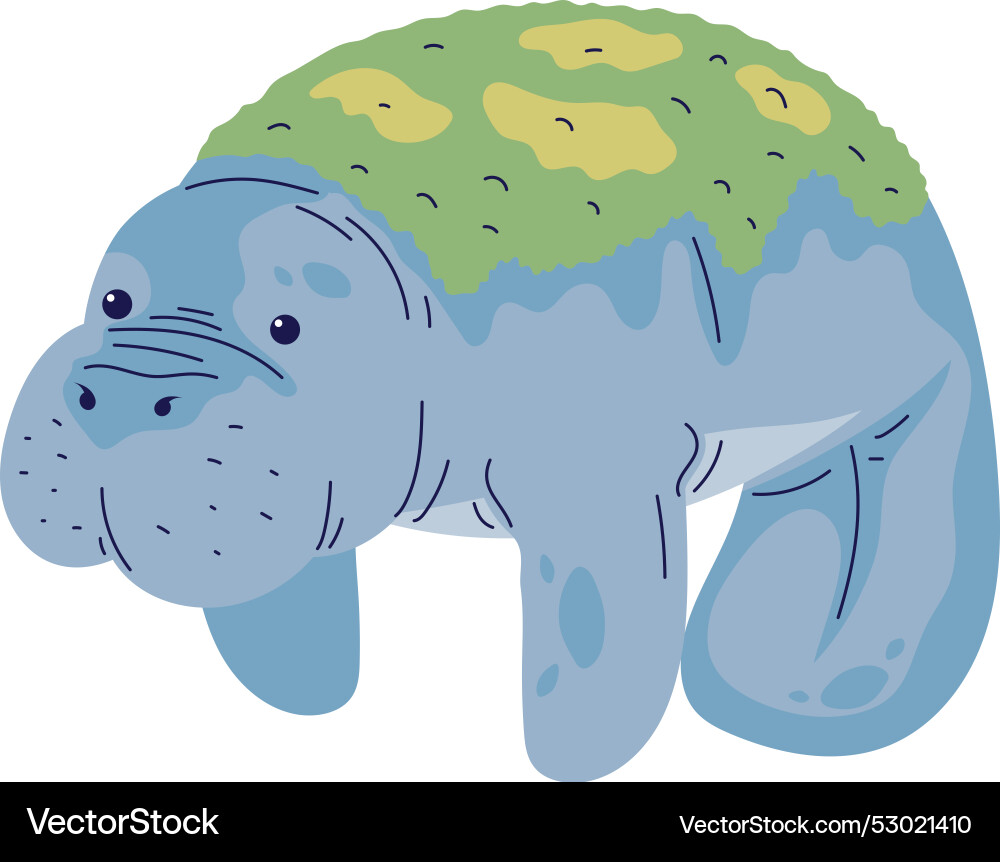 Cute cartoon sea cow Royalty Free Vector Image