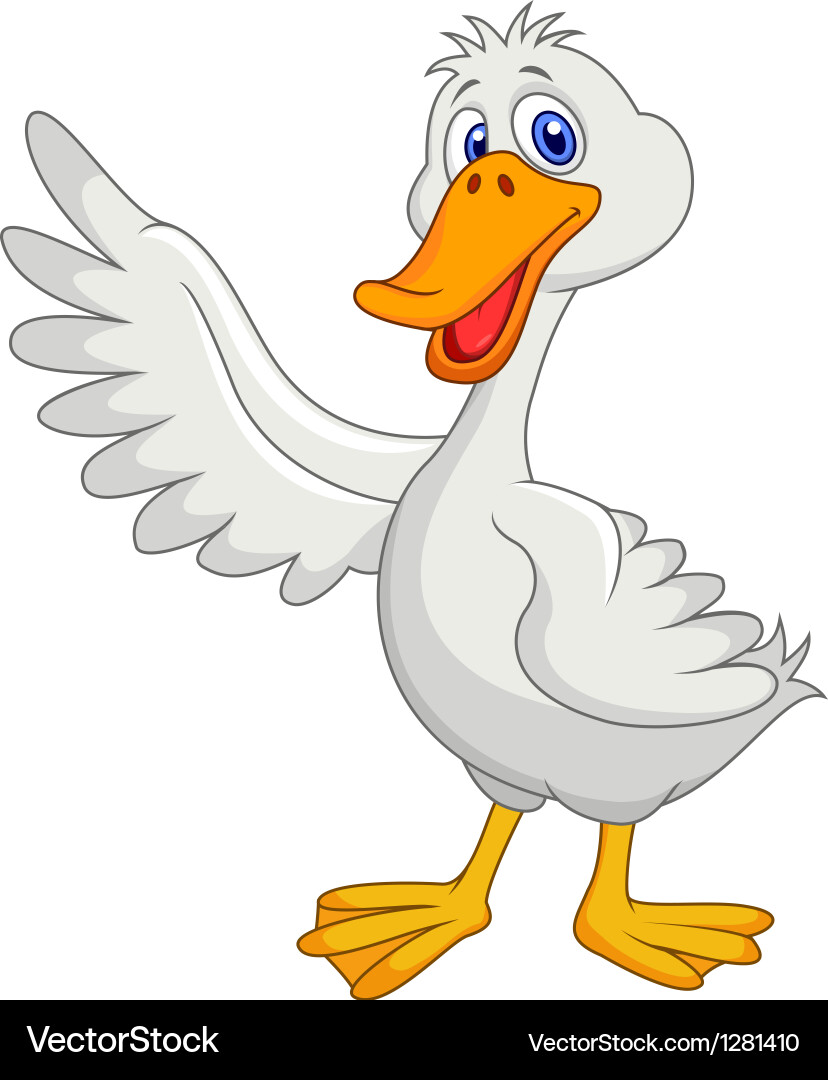 Cute duck cartoon waving Royalty Free Vector Image