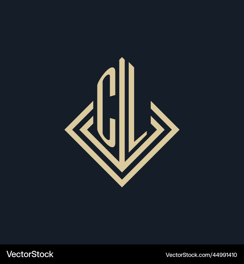 Initials cl logo rhombus lines shape style luxury Vector Image