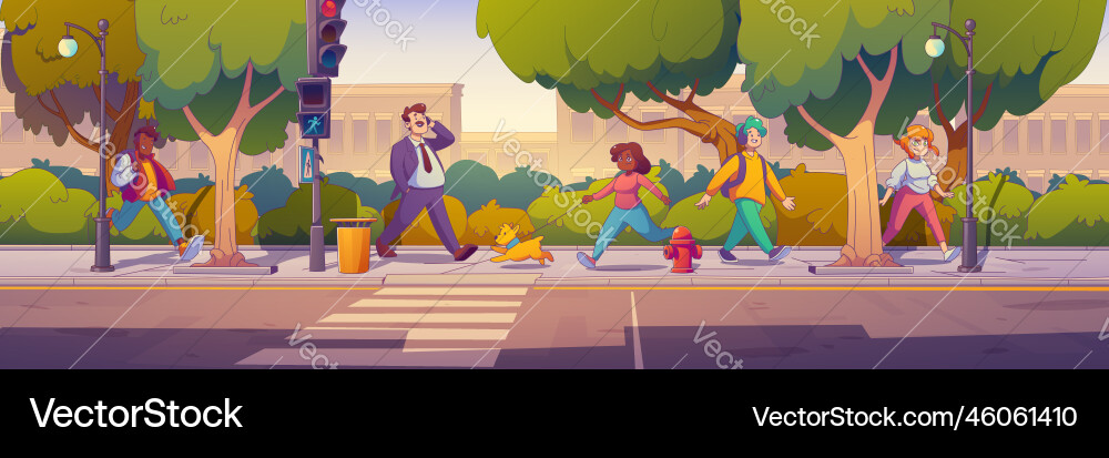 Pedestrian on city street sidewalk Royalty Free Vector Image