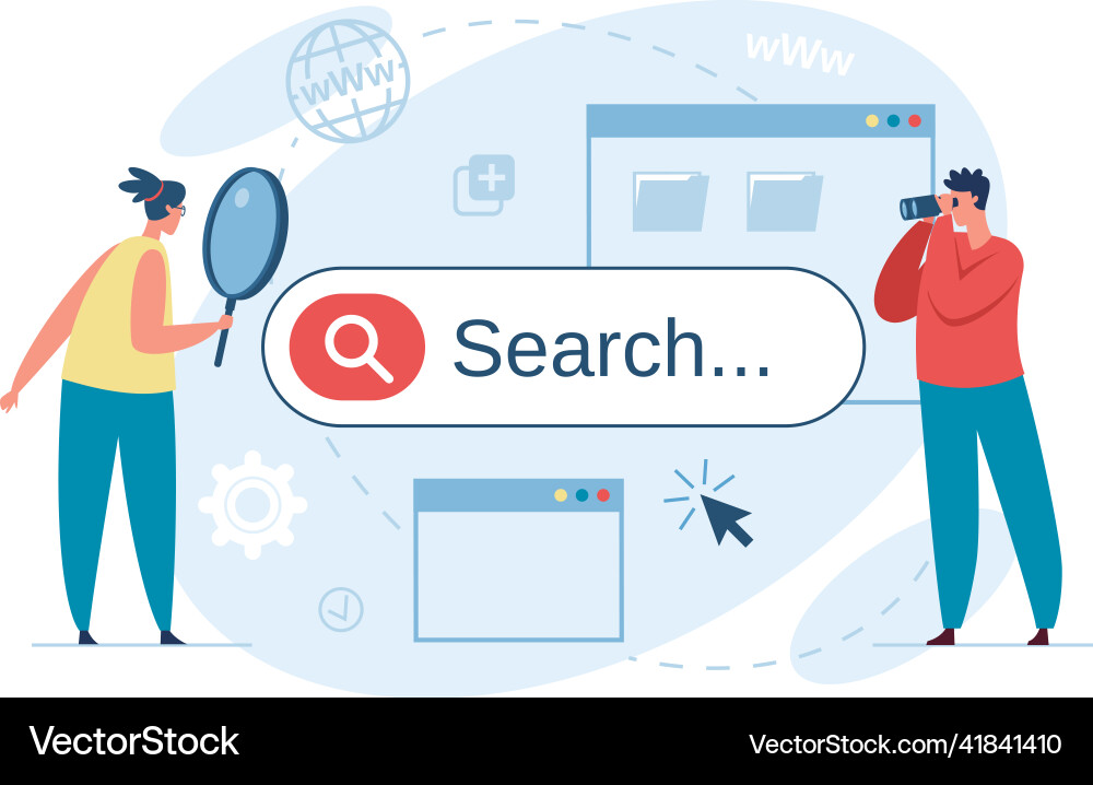 People searching on internet characters using Vector Image