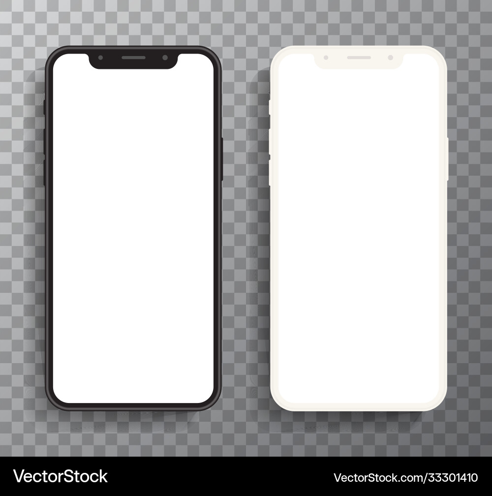 Realistische weiße und schwarze Smartphone-Form Vektorbild