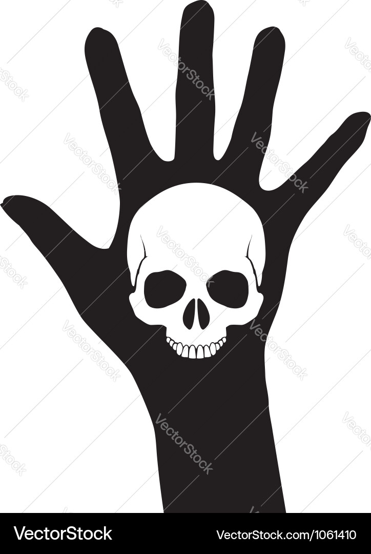 Skull on the hand Royalty Free Vector Image - VectorStock
