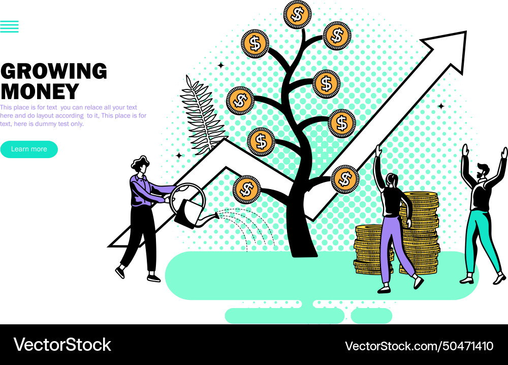 Team nurturing money growth Royalty Free Vector Image