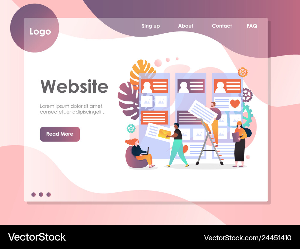Web services website landing page design Vector Image