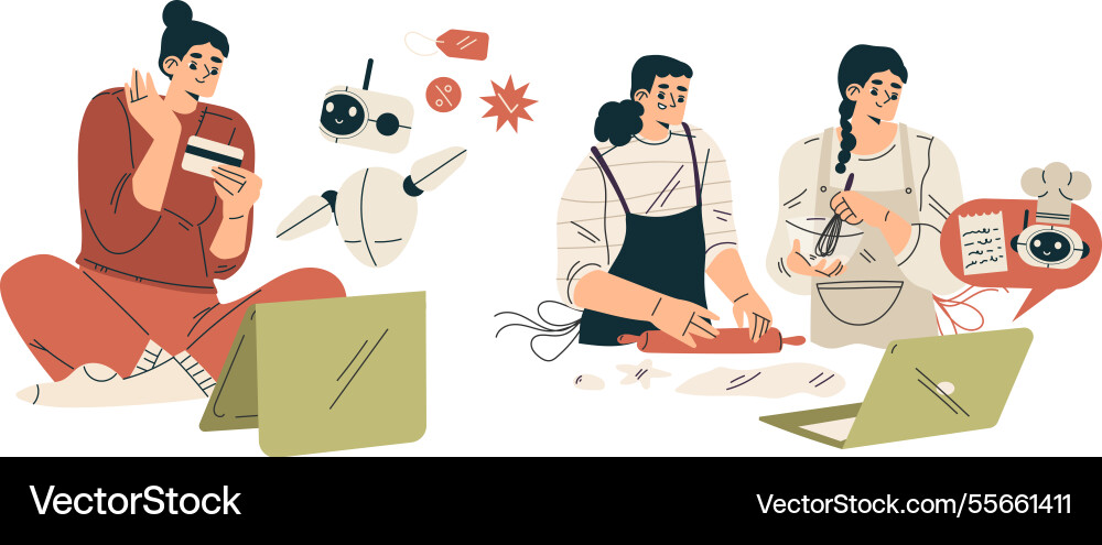 Artificial intelligence technology with people Vector Image
