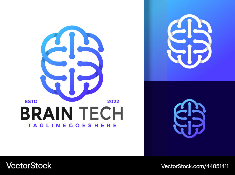 B letter brain tech logo design brand identity Vector Image
