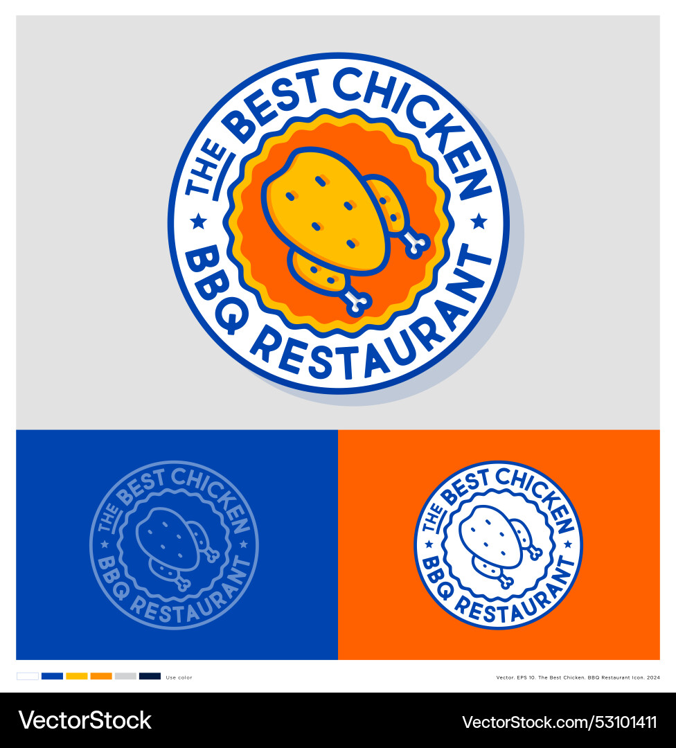 Best chicken logo emblem bbq restaurant Royalty Free Vector