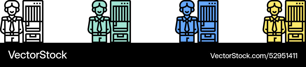 Checkpoint icon outline green blue and yellow Vector Image