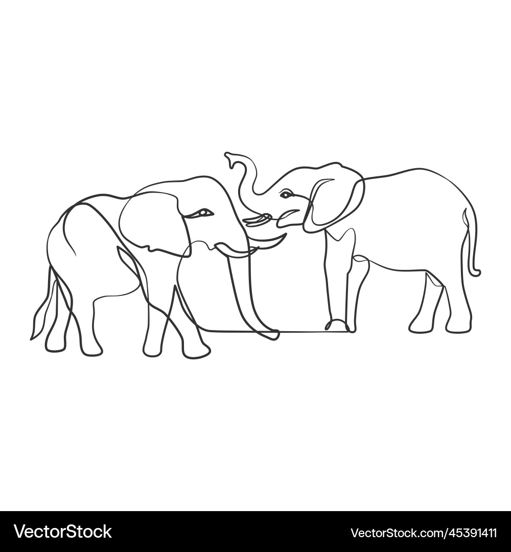 Elephant in continuous one line art drawing Vector Image