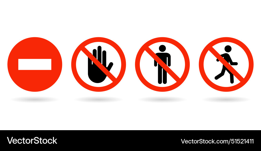 No entry sign and stop signs collection Royalty Free Vector