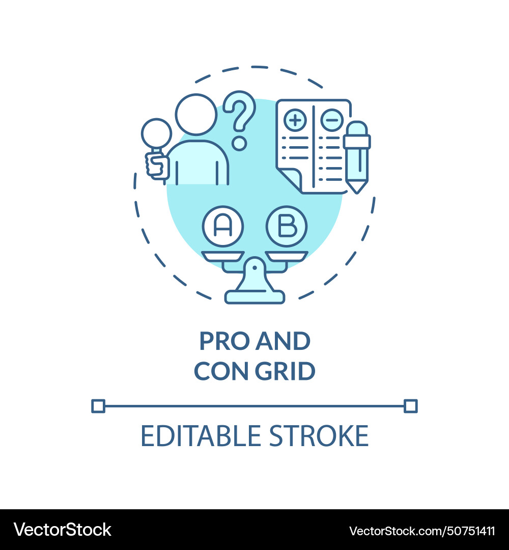 Pro and con grid soft blue concept icon Royalty Free Vector