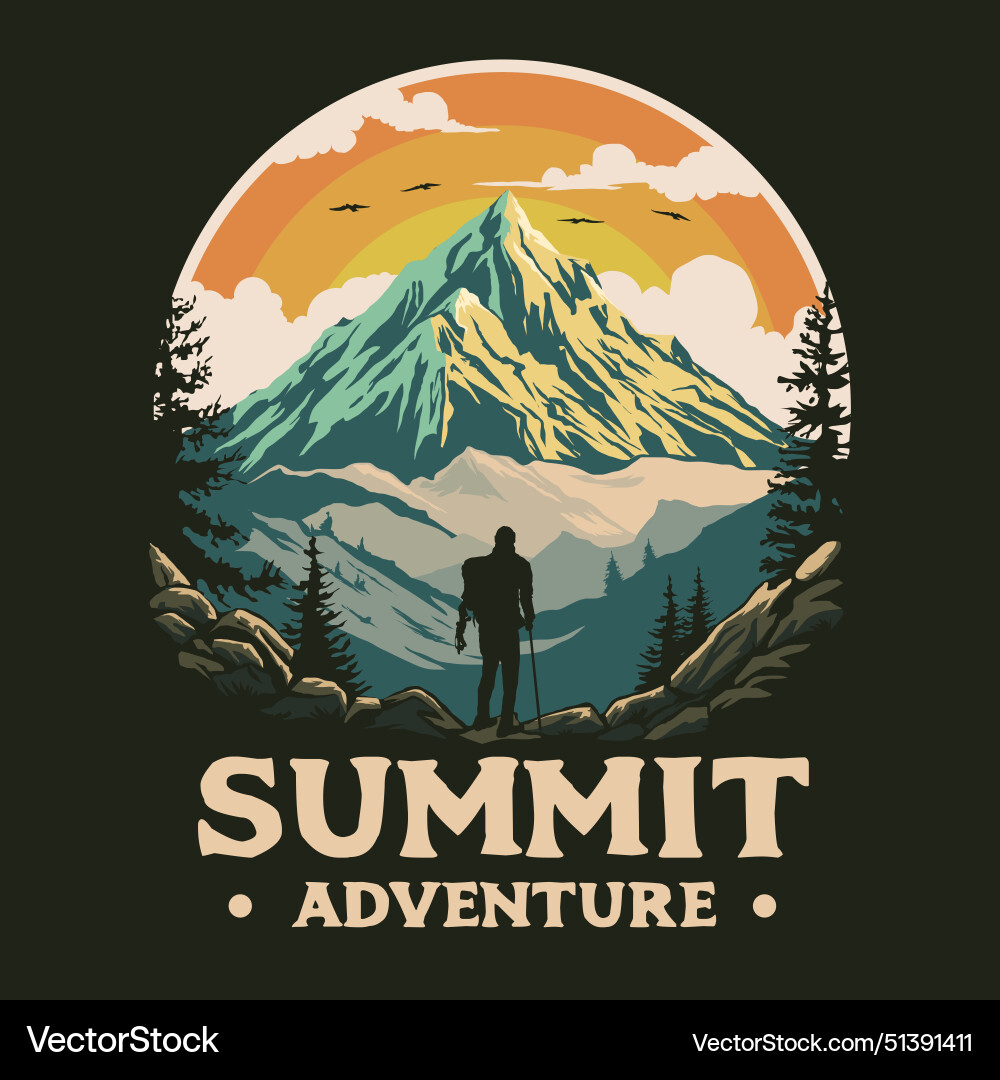 Summit adventure Royalty Free Vector Image - VectorStock