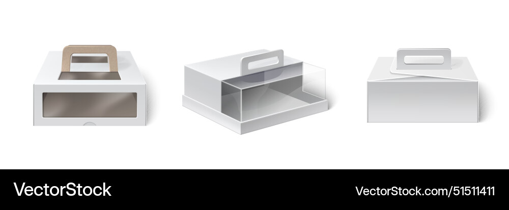 White carton box with plastic windows and handle Vector Image