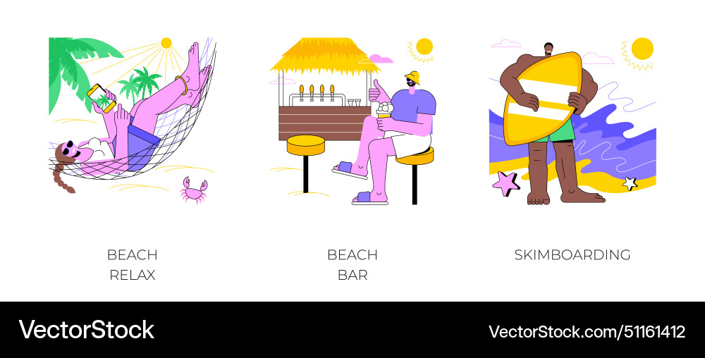 Beach activities isolated cartoon Royalty Free Vector Image