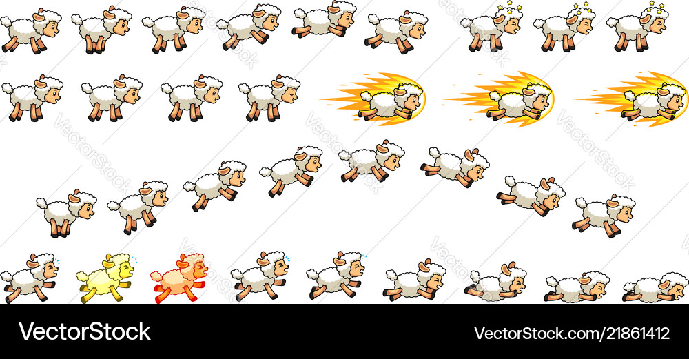Baumwolle Schafe Spiel Sprite Lizenzfreies Vektorbild