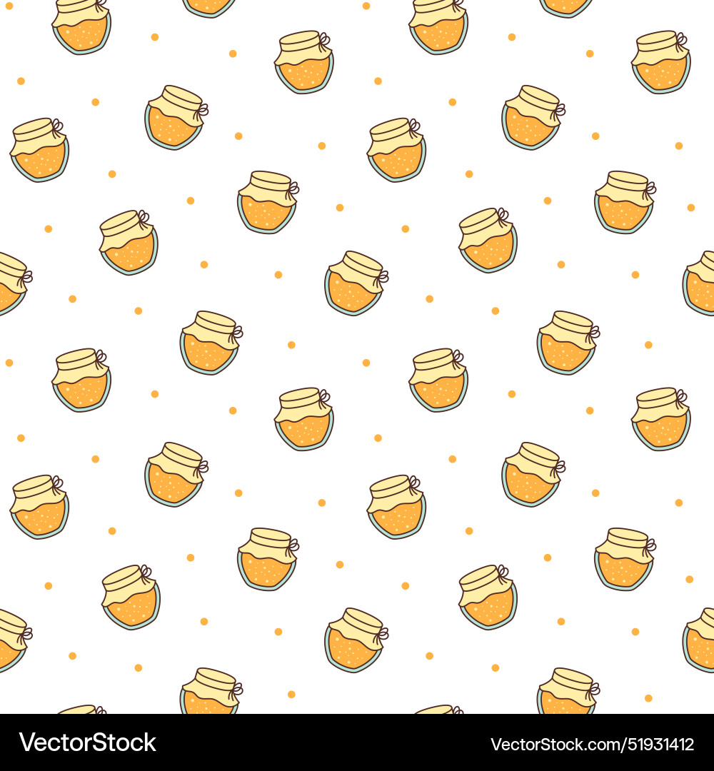 Glass pot full of honey seamless pattern Vector Image