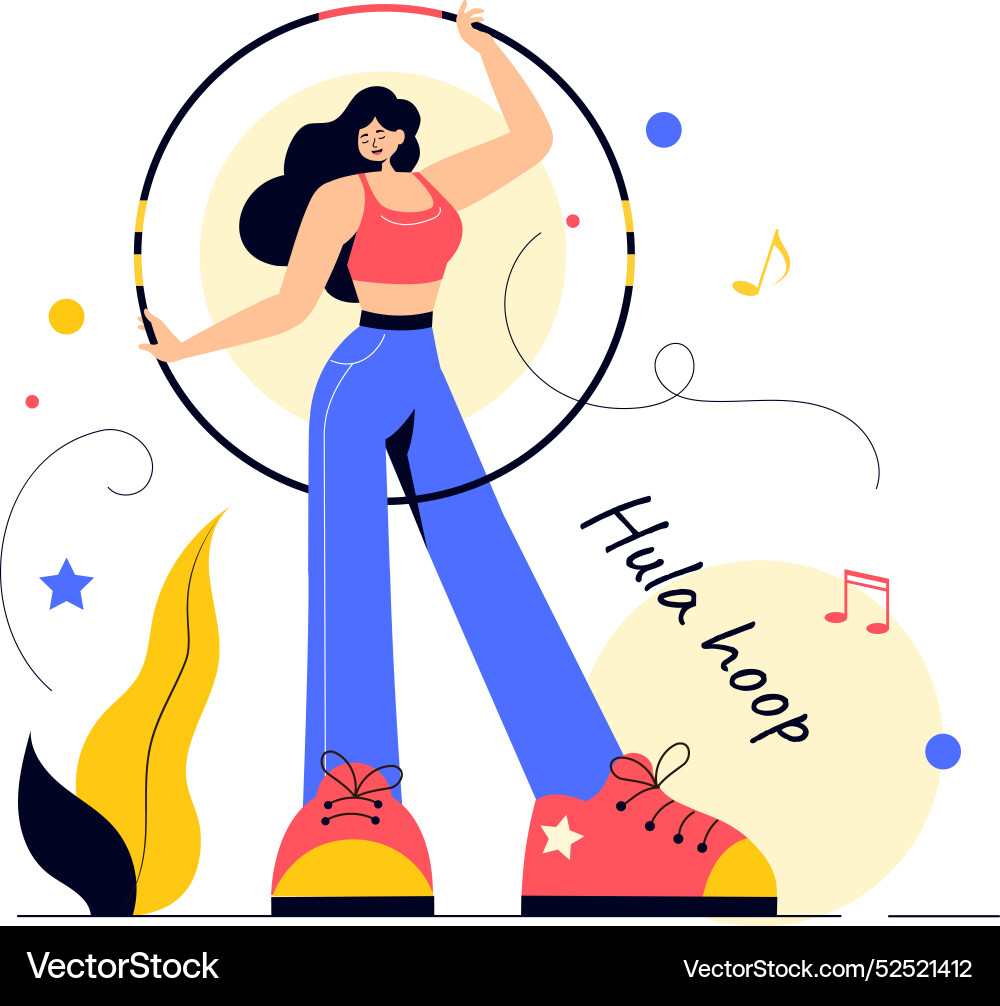 Hula hoop with people exercising and playing Vector Image