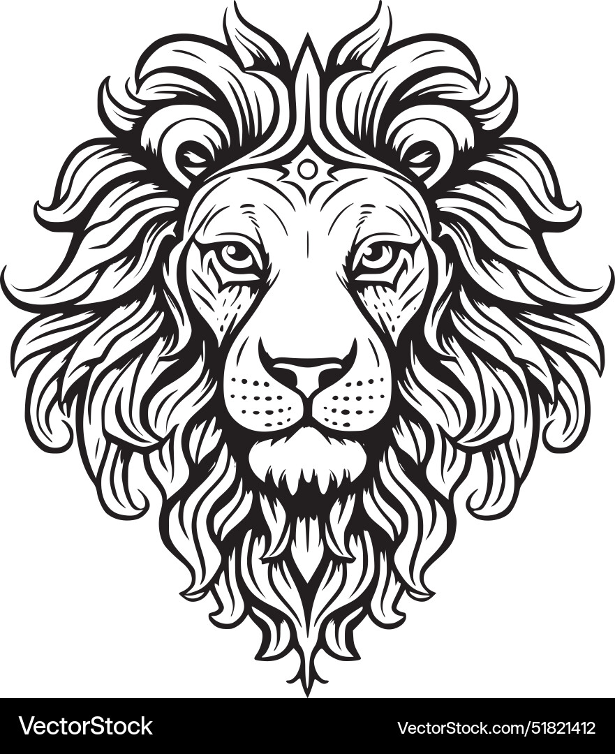 Lion - black and white Royalty Free Vector Image