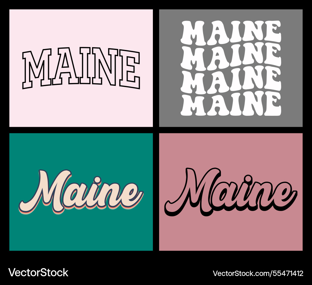 Maine state text t shirt design Royalty Free Vector Image