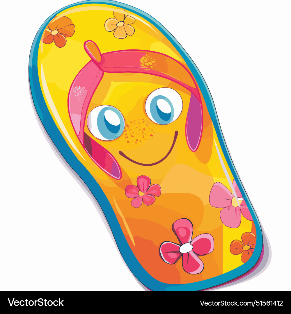 Sunny smiles bright beach sandal with a cute Vector Image